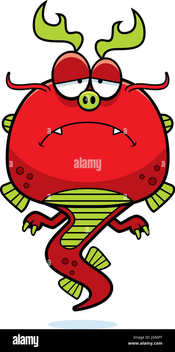 A cartoon illustration of a Chinese dragon looking sad Stock Vector ...