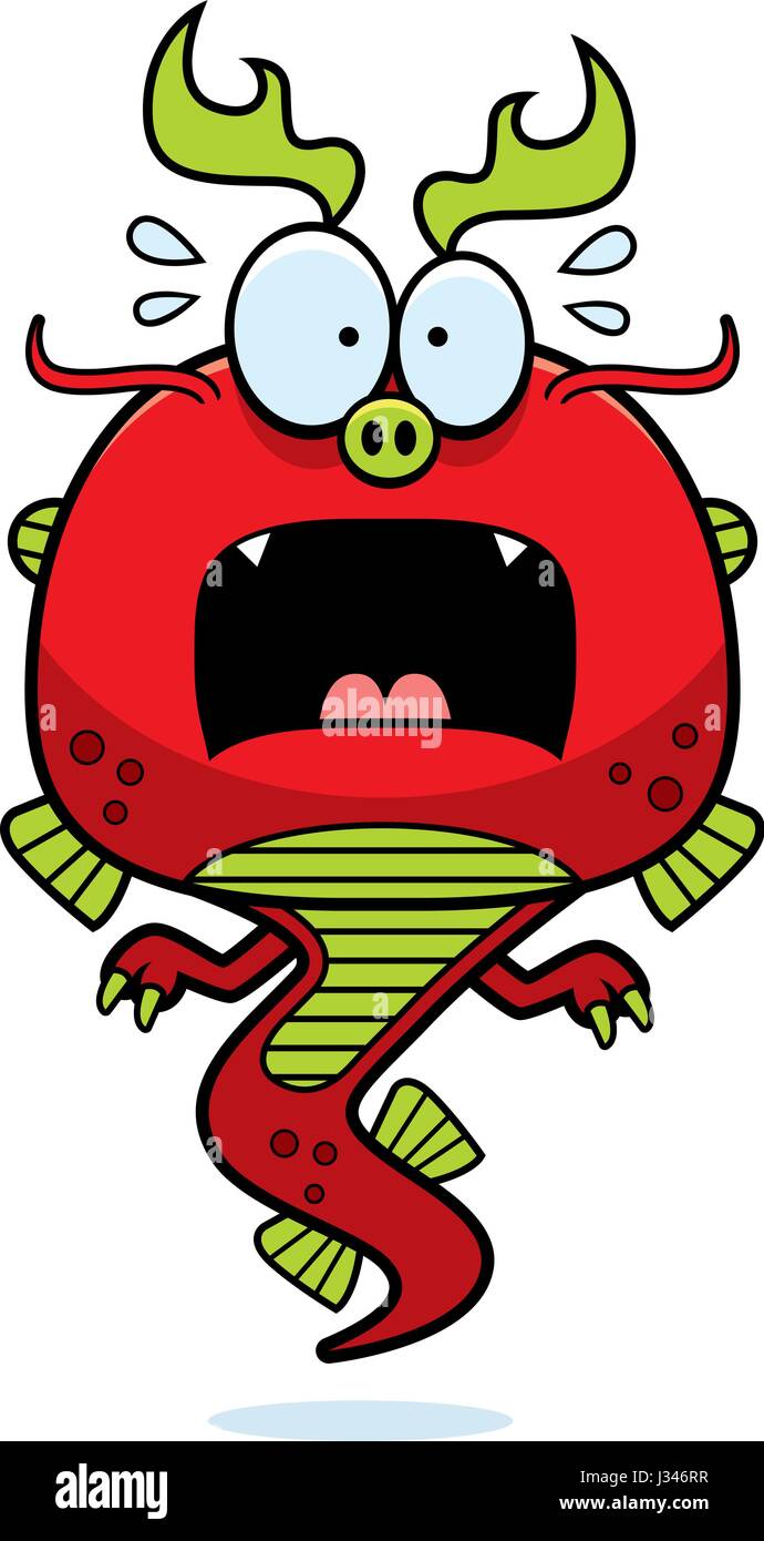 A cartoon illustration of a Chinese dragon looking scared Stock Vector ...