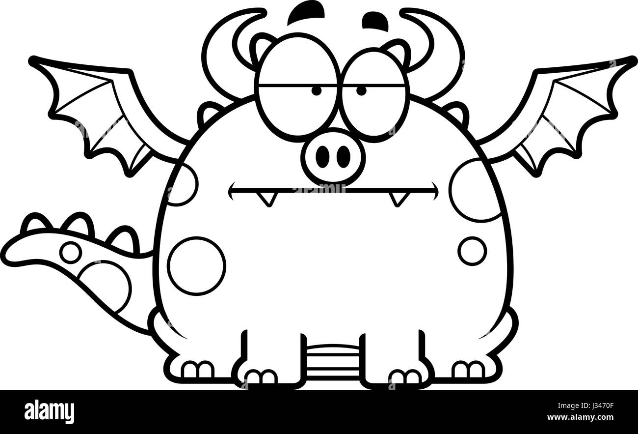 A cartoon illustration of a dragon looking bored Stock Vector Image ...