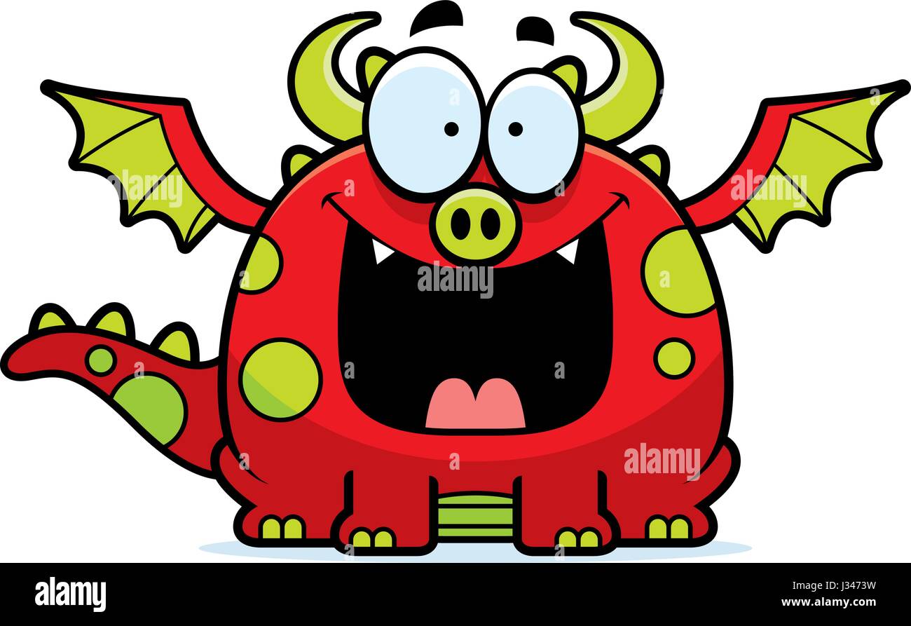 A cartoon illustration of a dragon looking happy Stock Vector Image ...