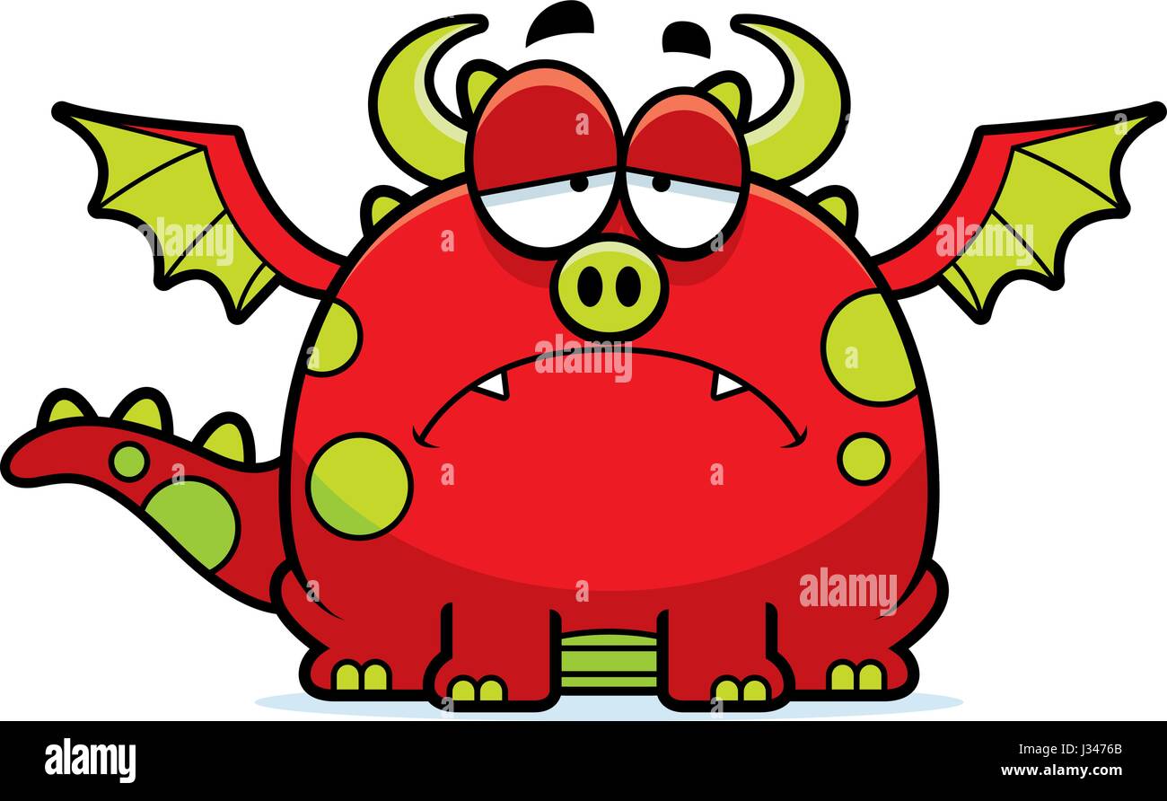 A cartoon illustration of a dragon looking sad Stock Vector Image & Art ...