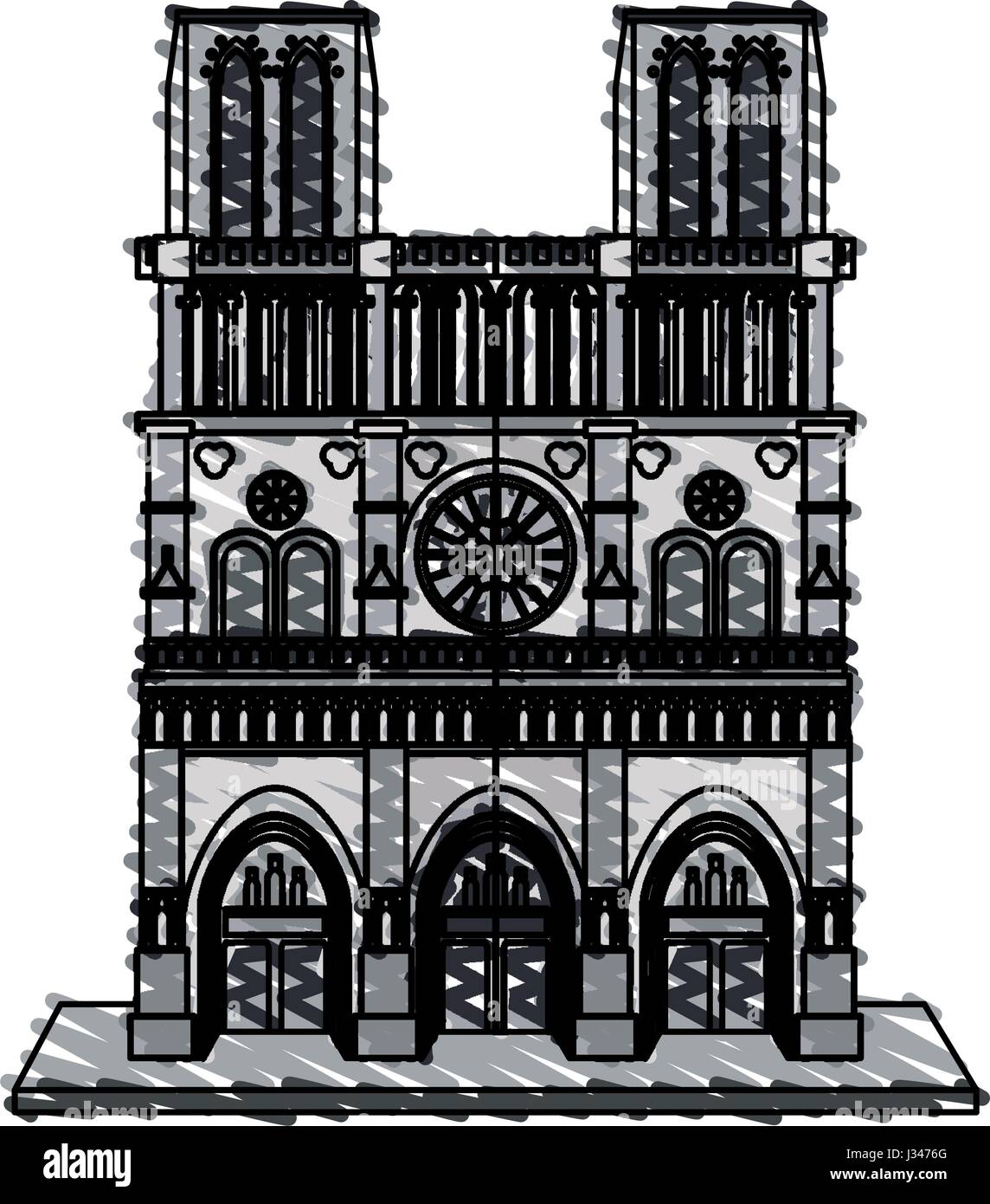 color crayon stripe building architecture antique temple Stock Vector ...