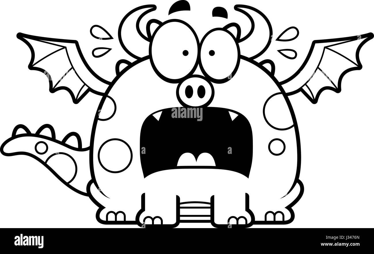 A cartoon illustration of a dragon looking scared Stock Vector Image ...