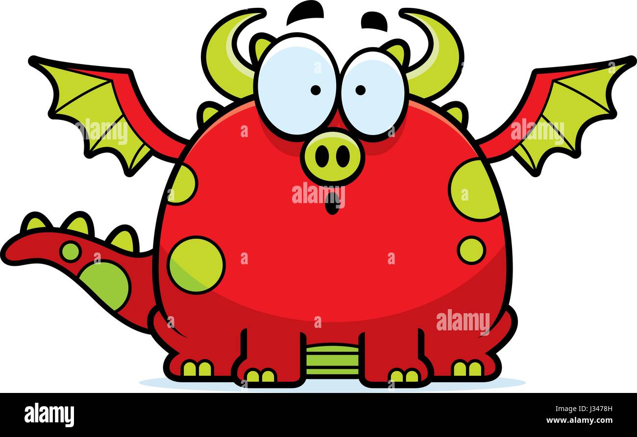 A cartoon illustration of a dragon looking surprised Stock Vector Image ...