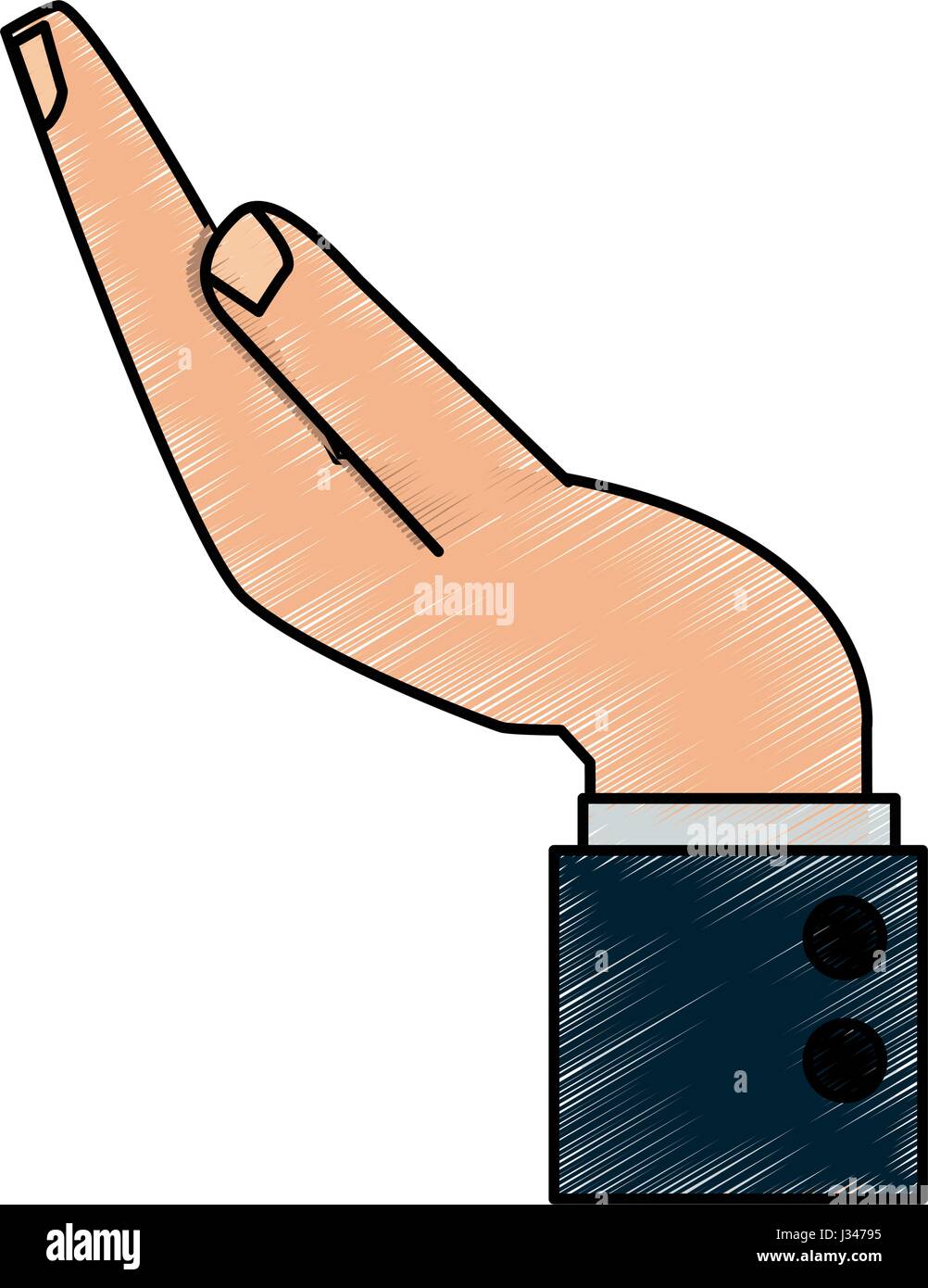 color pencil cartoon side view hand with sleeve executive Stock Vector ...