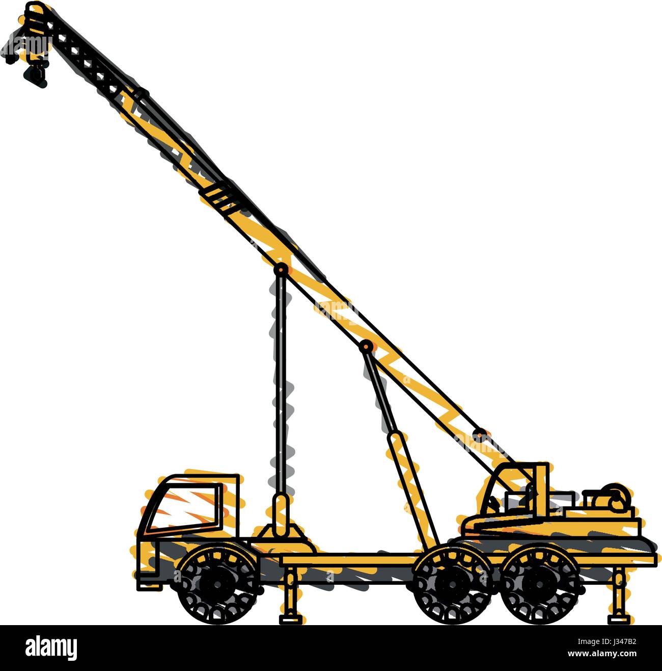 color crayon stripe cartoon construction crane truck Stock Vector Image ...