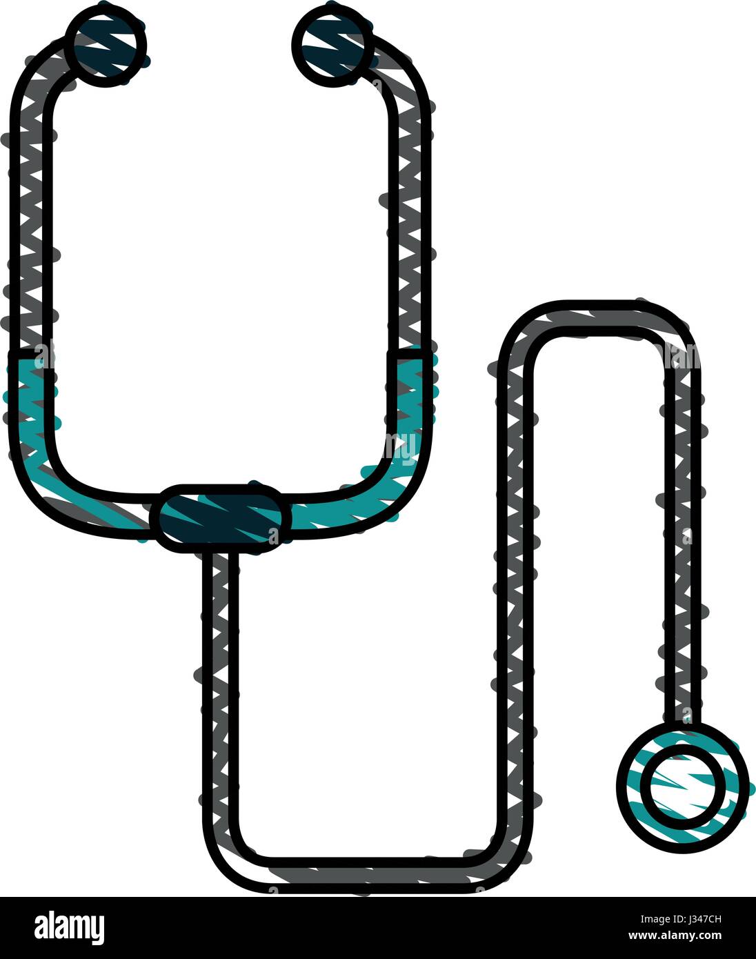color crayon stripe cartoon stethoscope medical with auriculars Stock ...