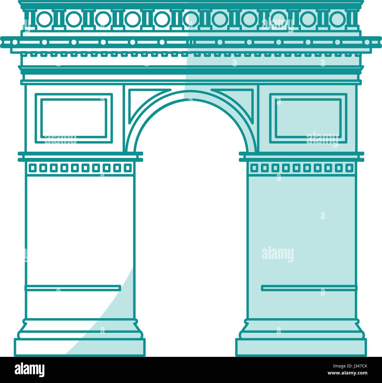 blue silhouette shading monument arch antique architecture Stock Vector ...