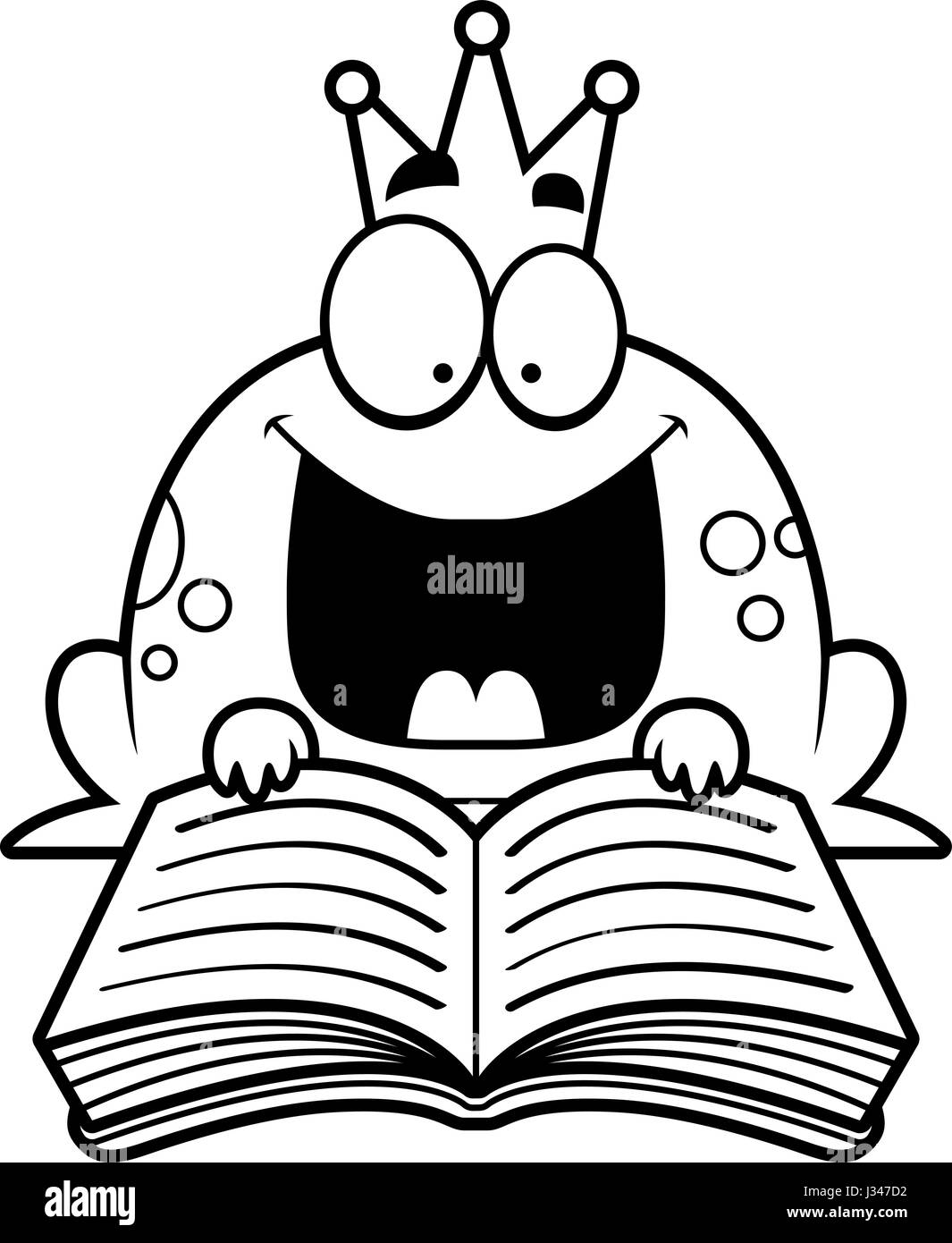 A cartoon illustration of a frog prince reading a book Stock Vector ...