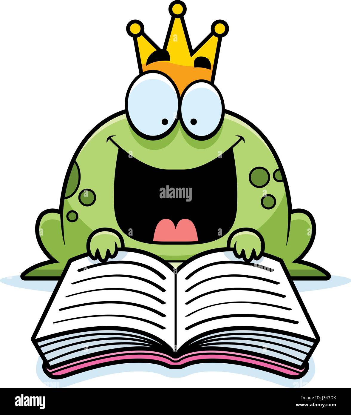 A cartoon illustration of a frog prince reading a book Stock Vector ...
