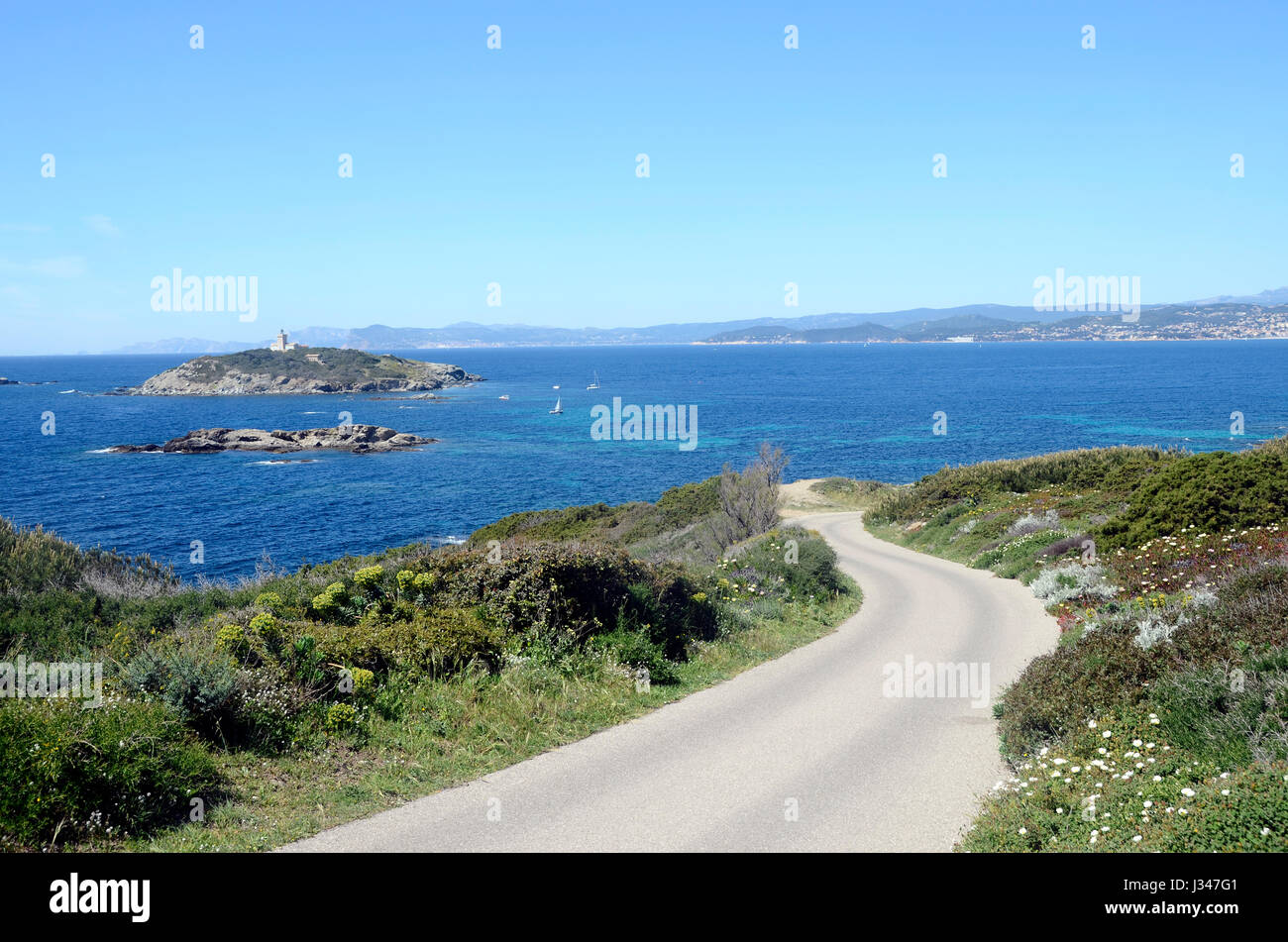 Embiez island landscape, near Bandol, french riviera and mediterranean ...