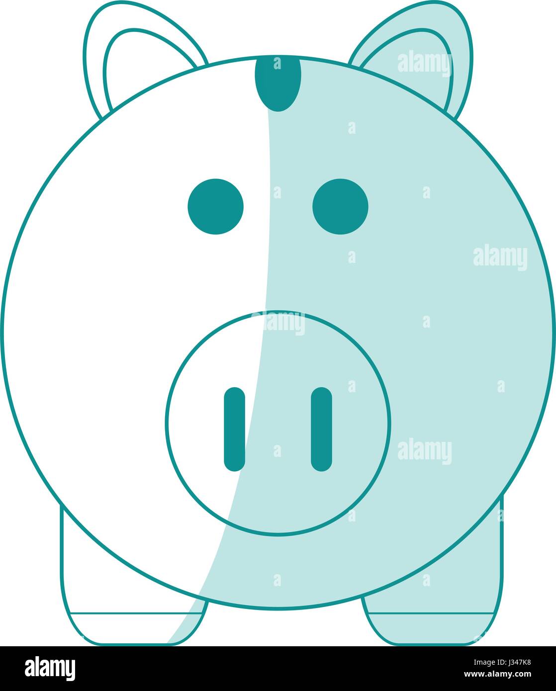 blue silhouette shading cartoon piggy bank with dollar coins Stock ...