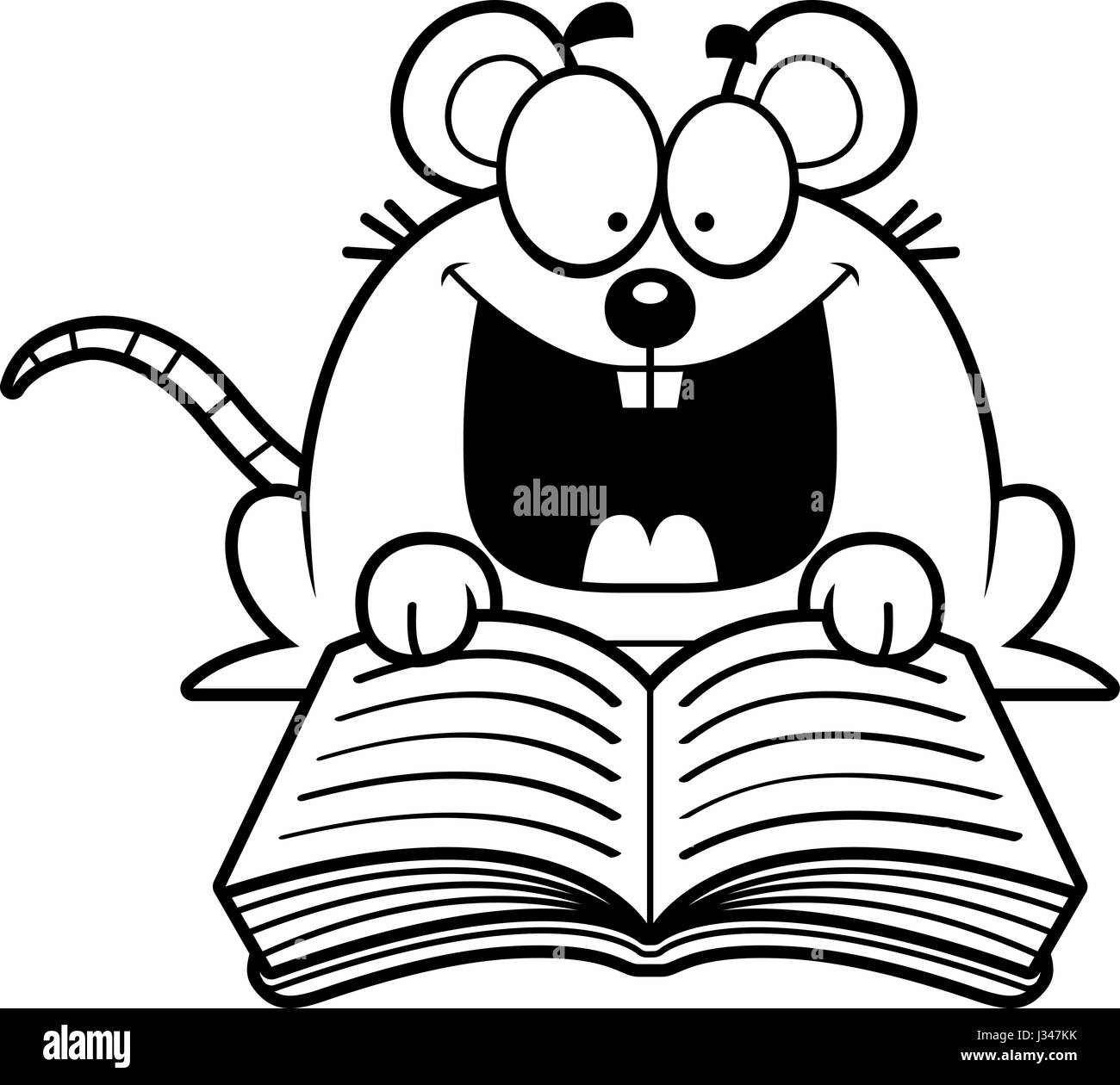 A cartoon illustration of a mouse reading a book Stock Vector Image ...