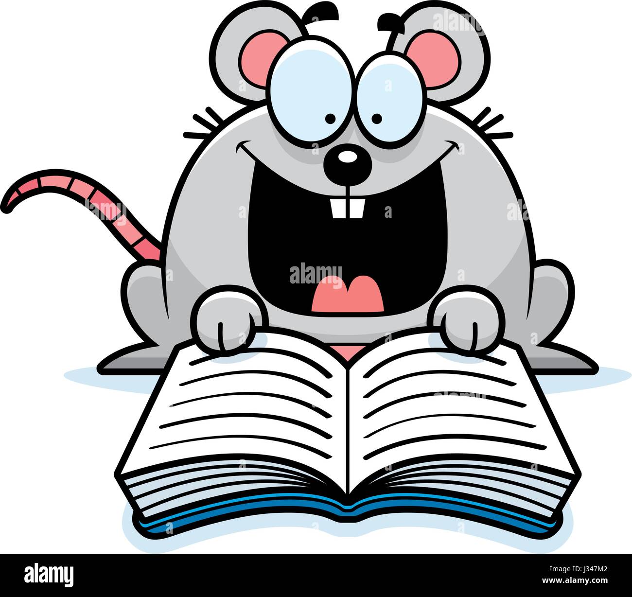 A cartoon illustration of a mouse reading a book Stock Vector Image ...