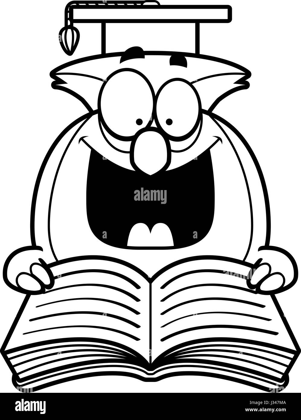 A cartoon illustration of an owl reading a book Stock Vector Image ...