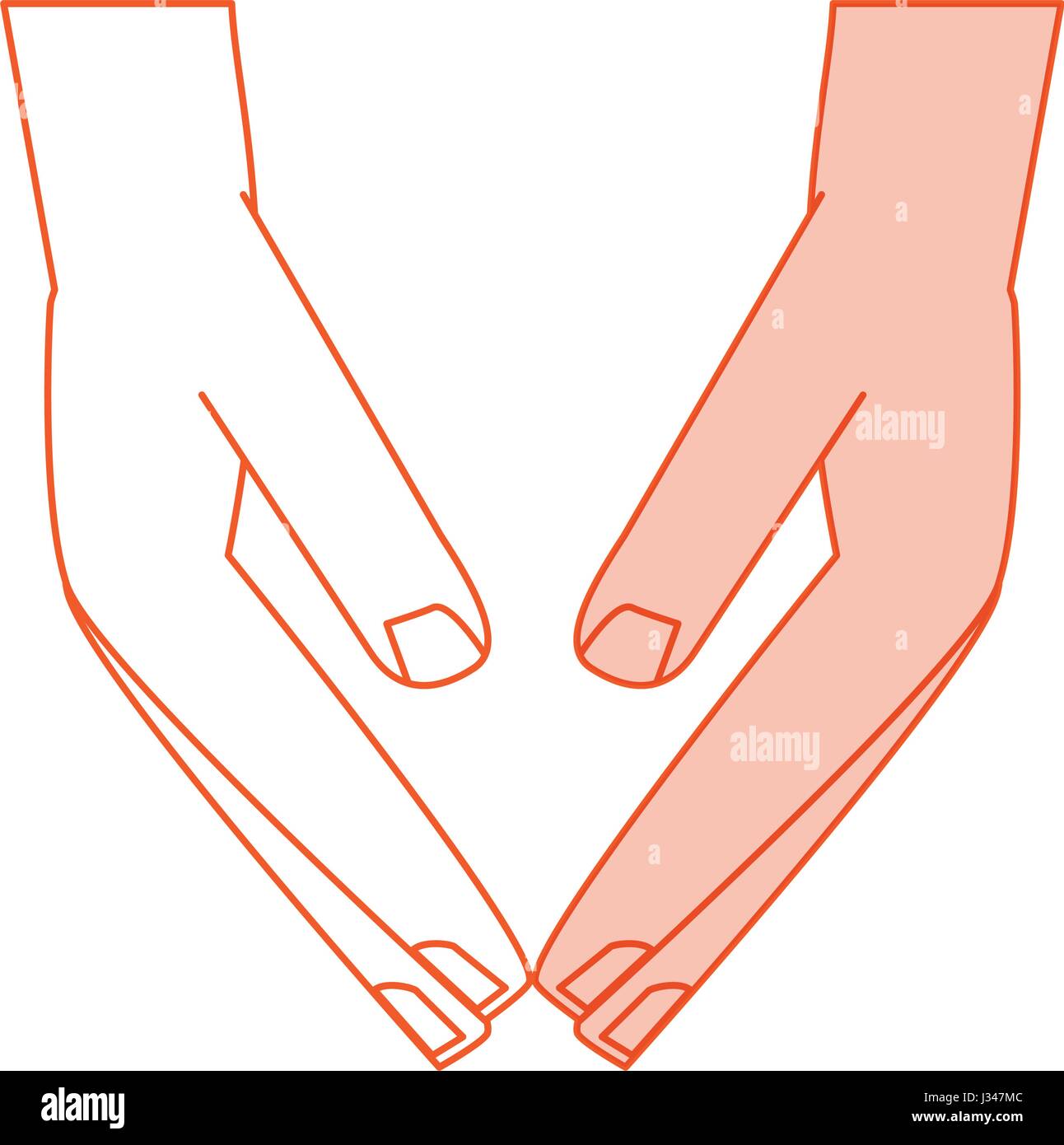 orange silhouette shading cartoon human hands down Stock Vector Image ...