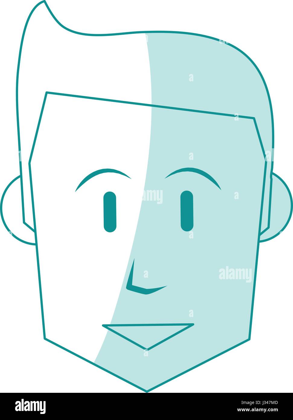 blue silhouette shading cartoon front face man with hairstyle Stock ...