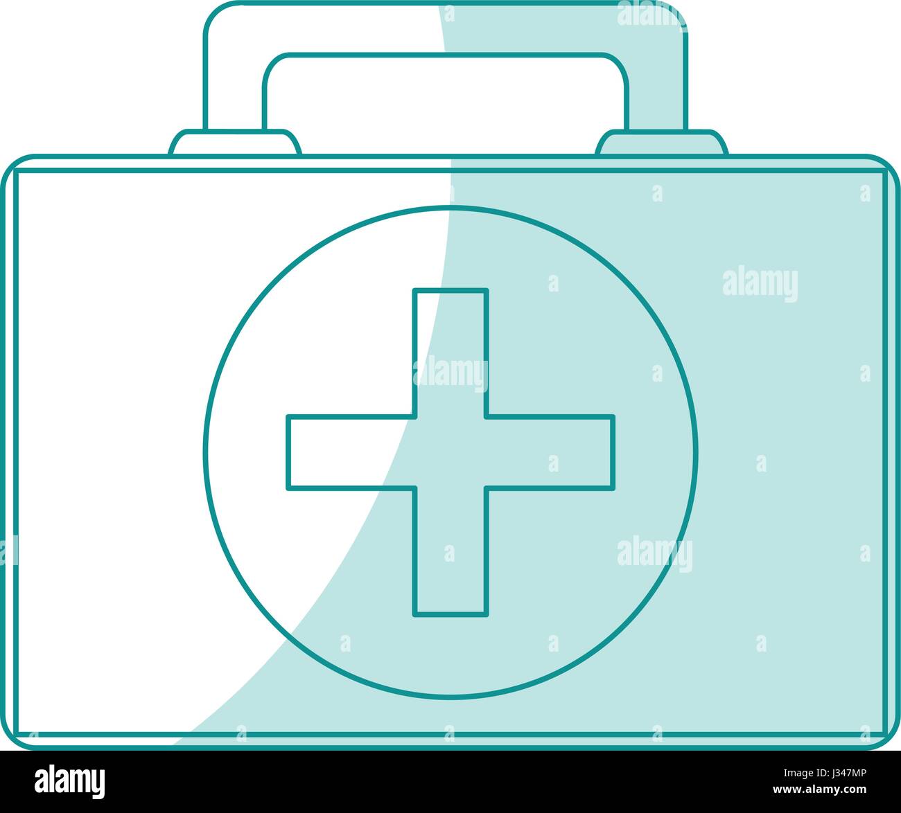 blue silhouette shading cartoon first aid kit with symbol cross Stock ...