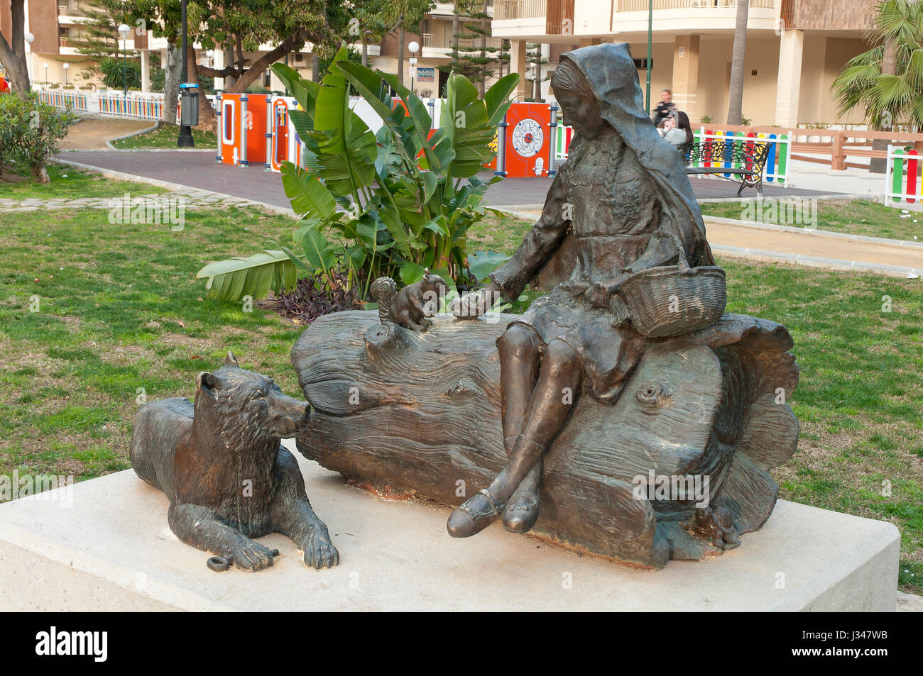 Statue of the Little Red Riding Hood, Fantasy Park, Fuengirola, Malaga ...