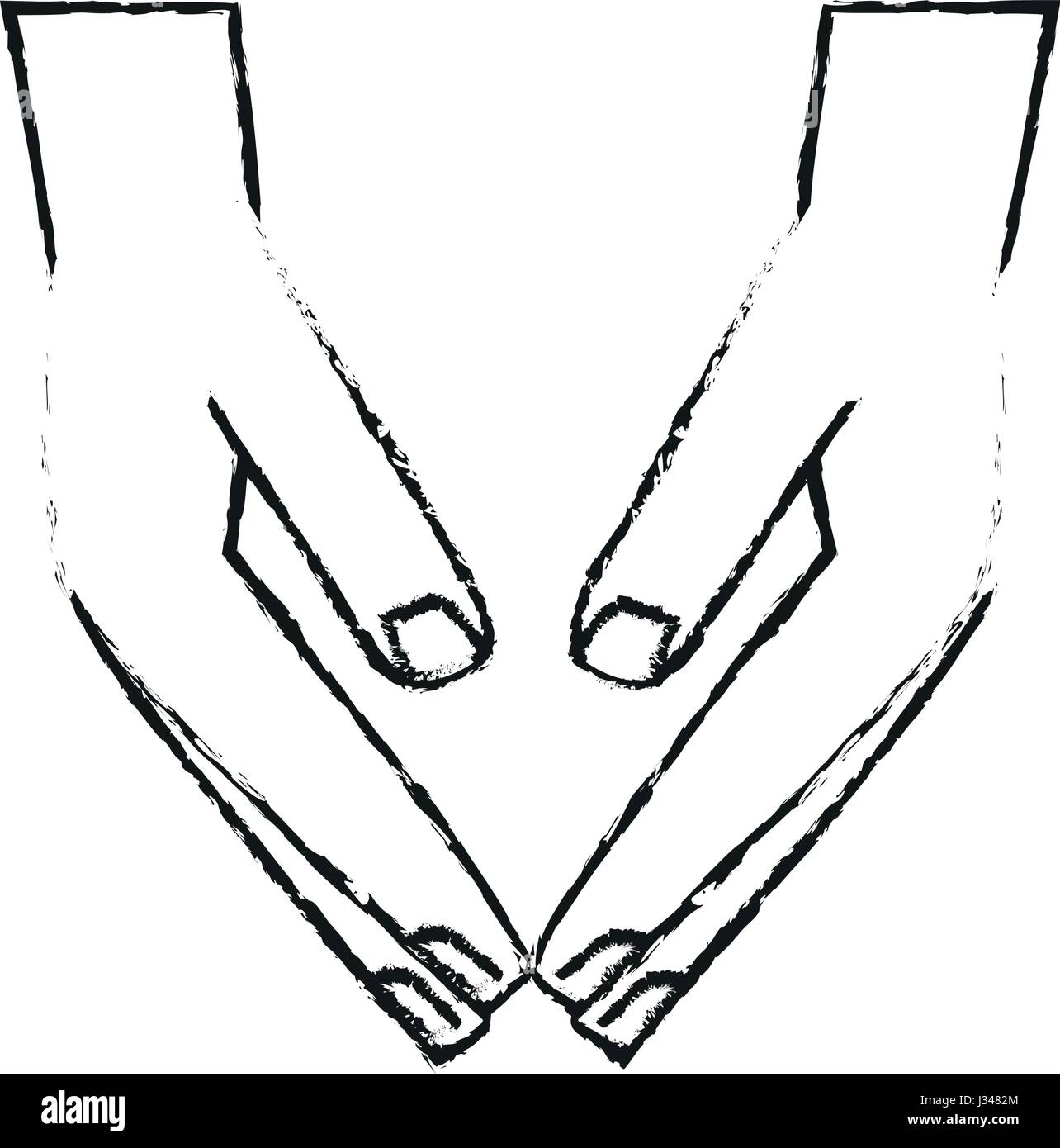 black blurred silhouette cartoon human hands down Stock Vector Image ...