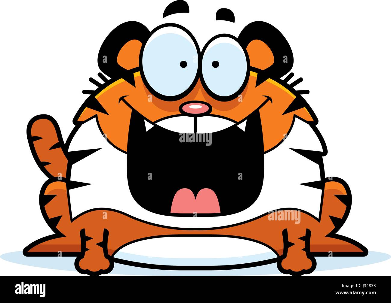 A cartoon illustration of a tiger looking happy Stock Vector Image ...