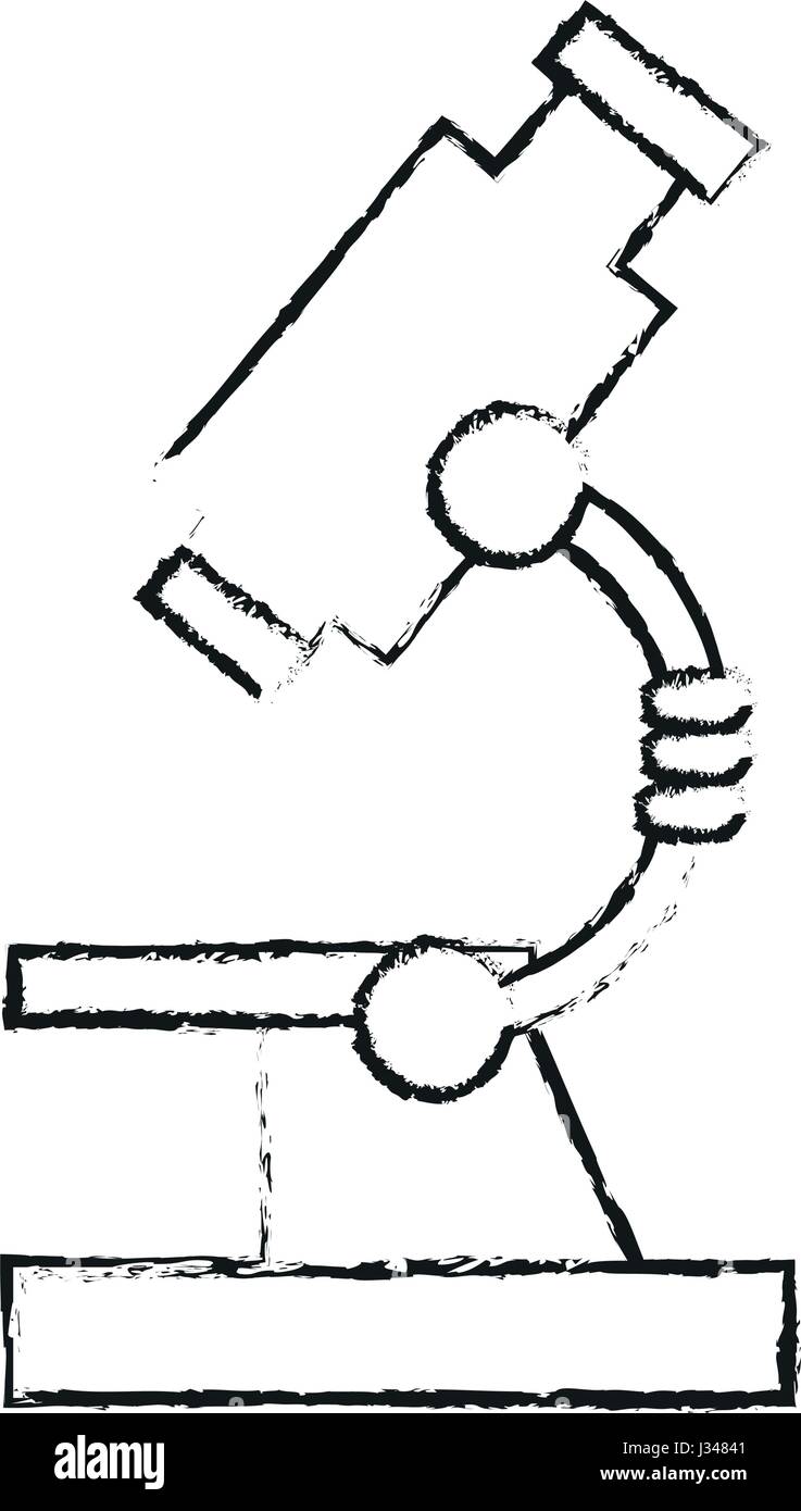 black blurred silhouette cartoon microscope science tool Stock Vector ...