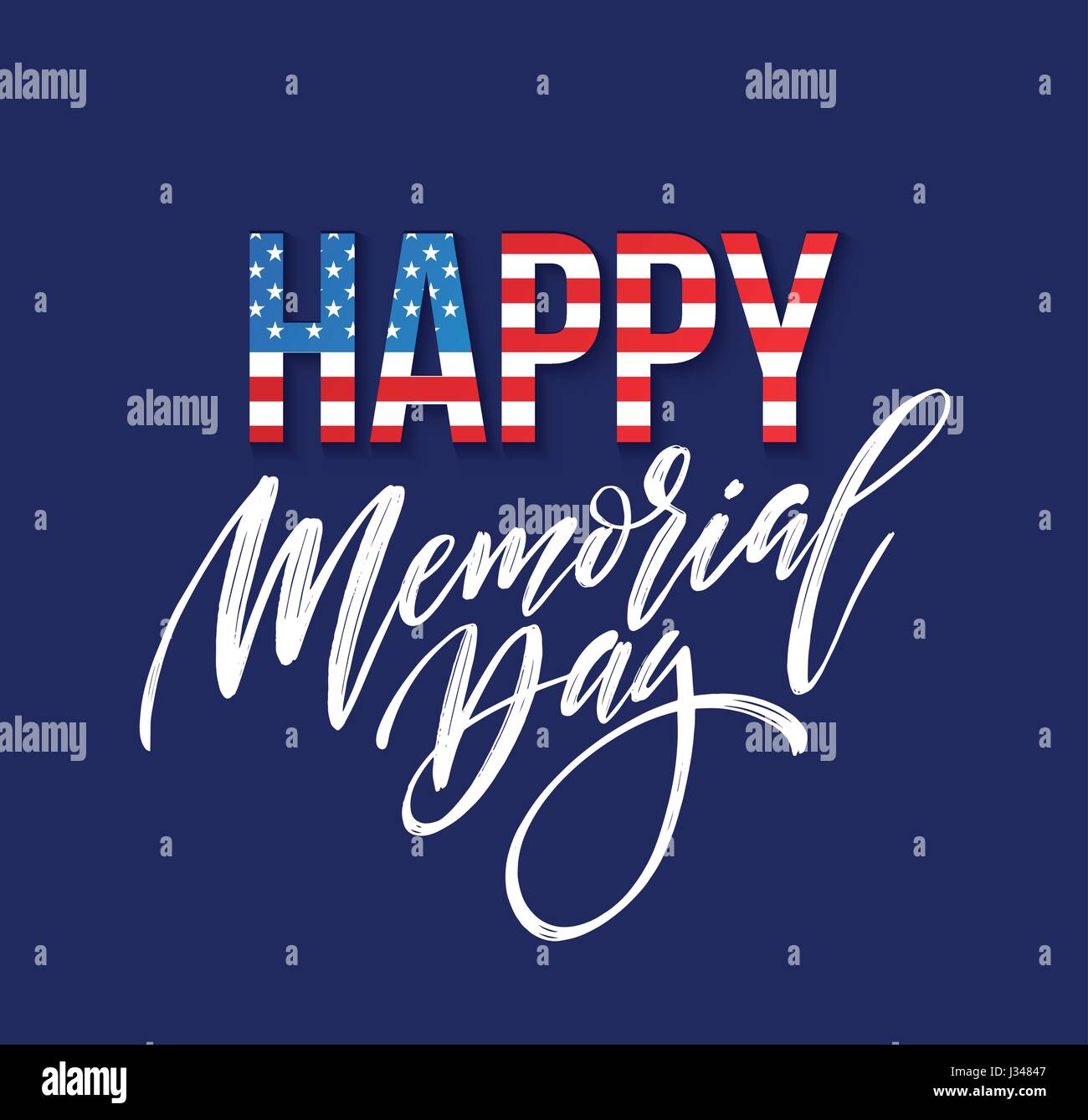 Happy Memorial Day card. National american holiday. Festive poster or ...