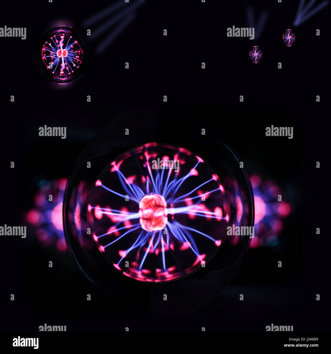 Electricity fire-ball. Abstract photo of electric waves. Static ...