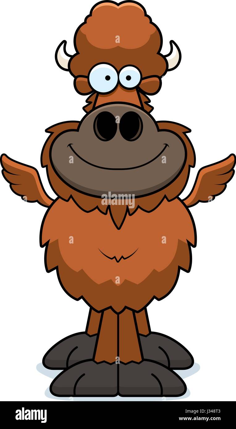 A cartoon illustration of a winged buffalo smiling Stock Vector Image ...