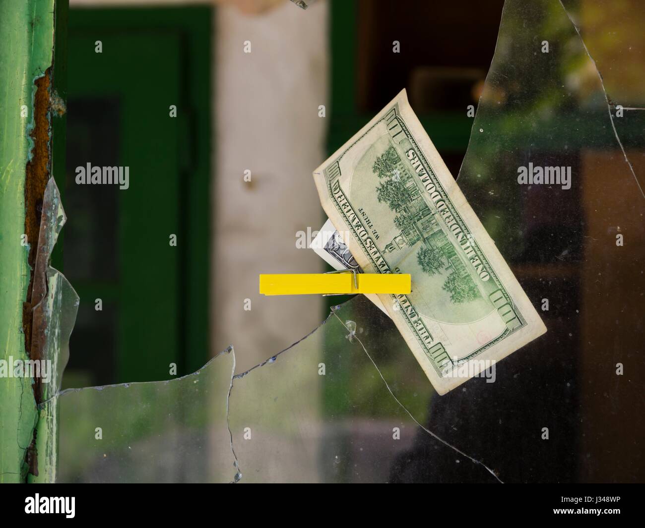 Money attachment broken window , value valued expense expenses Stock ...