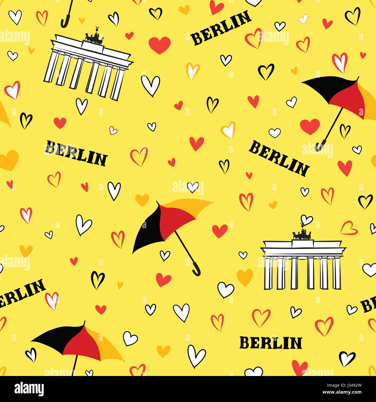 Travel Berlin city seamless pattern. German vacation wallpaper ...