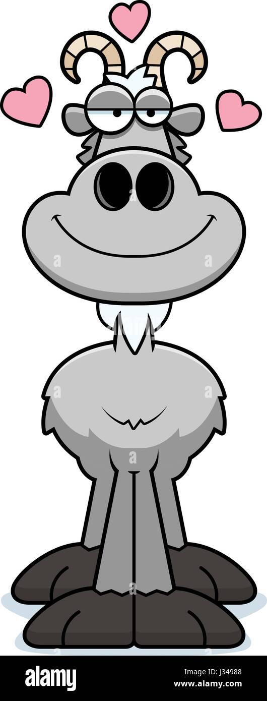 A cartoon illustration of a goat with an in love expression Stock ...