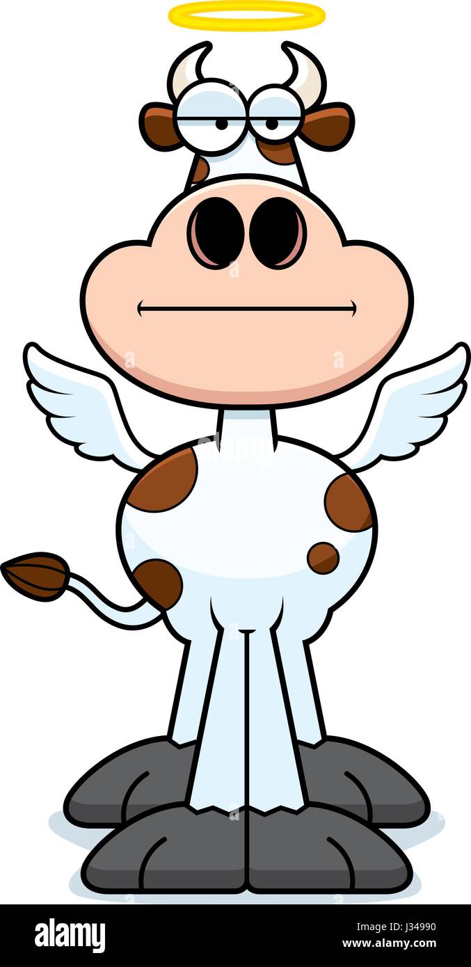 A cartoon illustration of a holy cow with a bored expression Stock ...