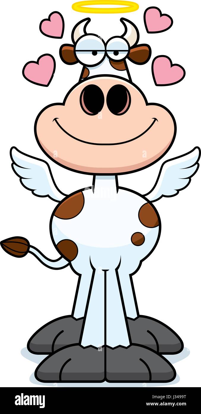 A cartoon illustration of a holy cow with an in love expression Stock ...