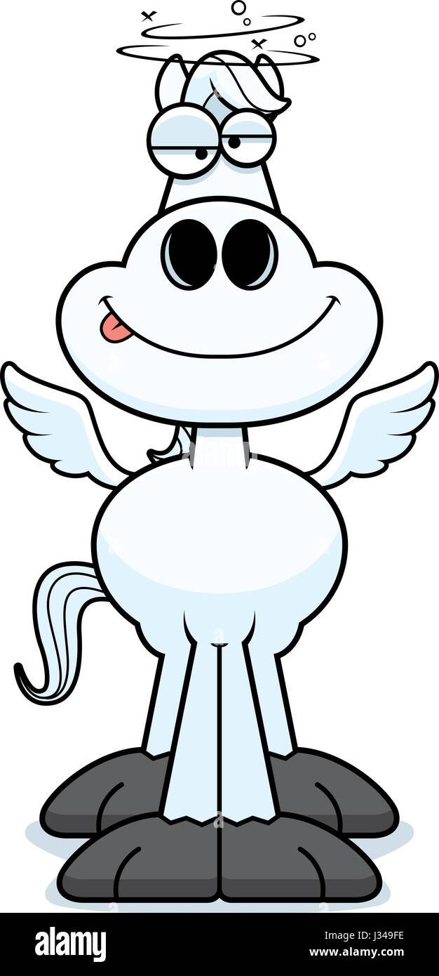 A cartoon illustration of Pegasus looking drunk Stock Vector Image ...