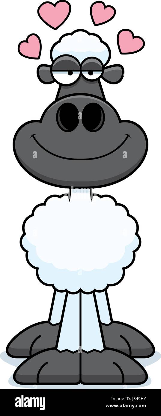 A cartoon illustration of a sheep with an in love expression Stock ...