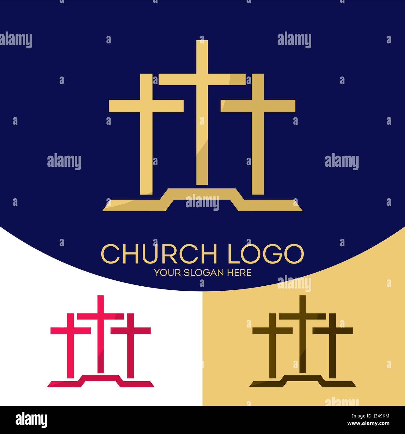 Church logo. Christian symbols. Three crosses Stock Vector Image & Art ...