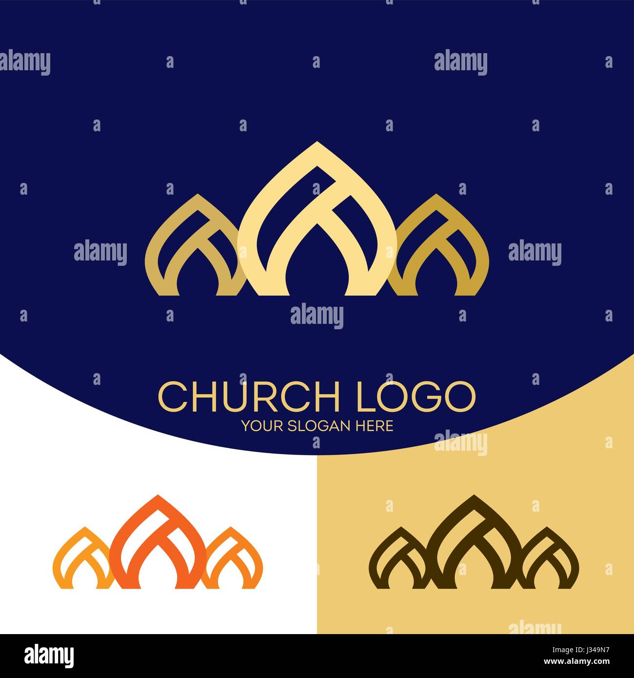 Church logo. Christian symbols. Three domes of the church Stock Vector ...