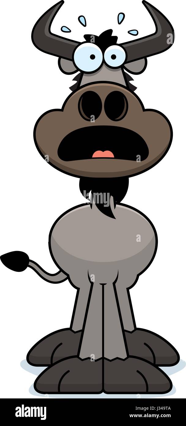 A cartoon illustration of a wildebeest looking scared Stock Vector ...