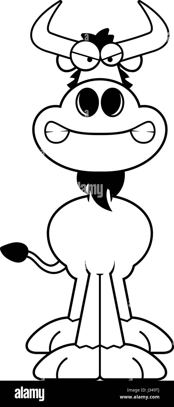 A cartoon illustration of a wildebeest looking angry Stock Vector Image ...