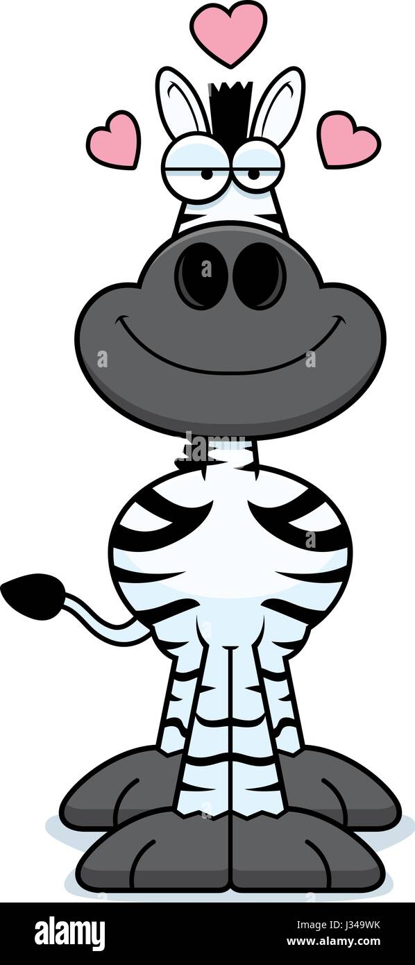 A cartoon illustration of a zebra with an in love expression Stock ...