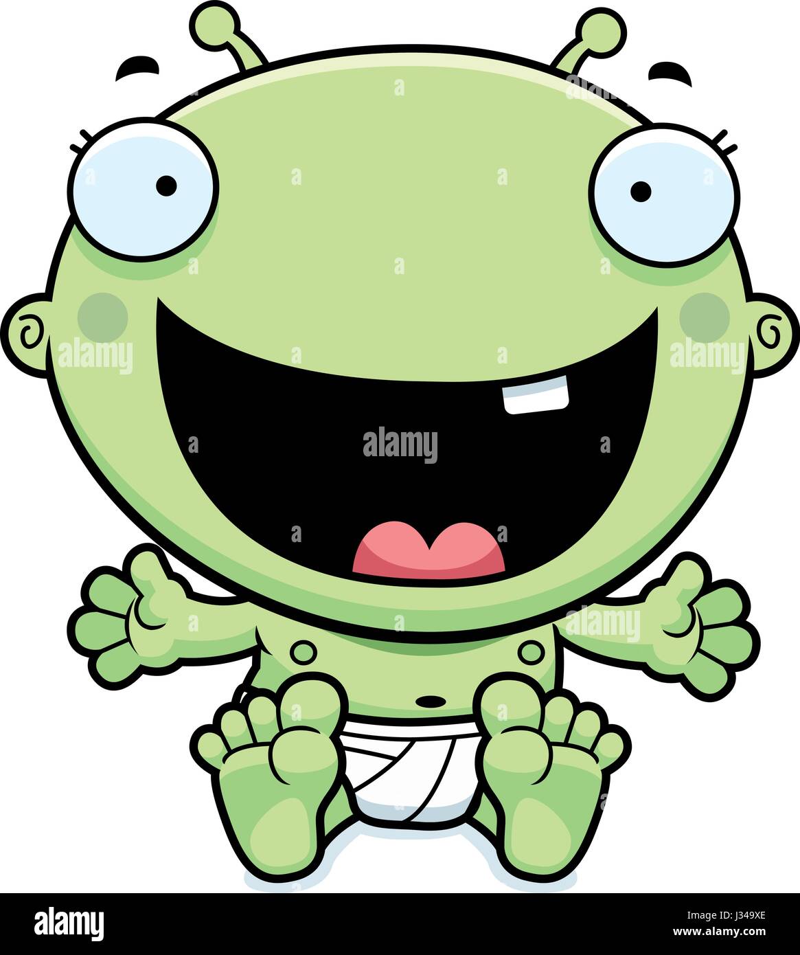 A cartoon illustration of a baby alien looking happy Stock Vector Image ...