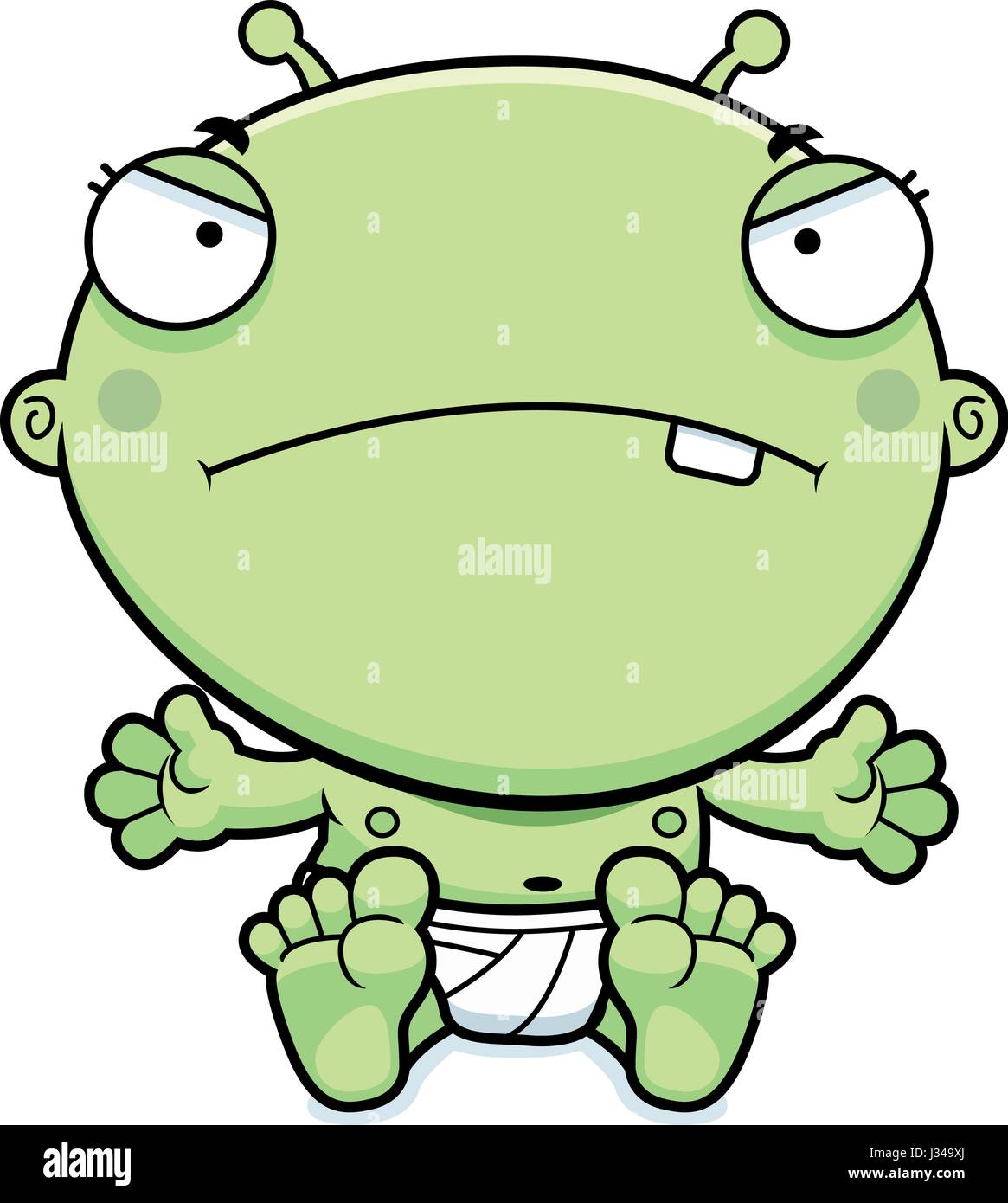 A cartoon illustration of a baby alien looking mad Stock Vector Image ...