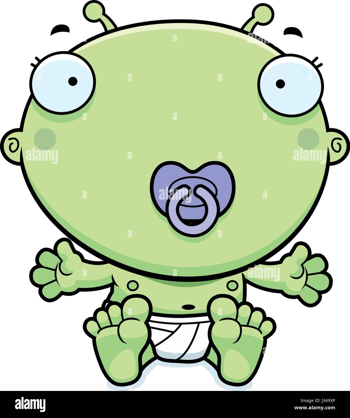 A cartoon illustration of a baby alien with a pacifier Stock Vector ...