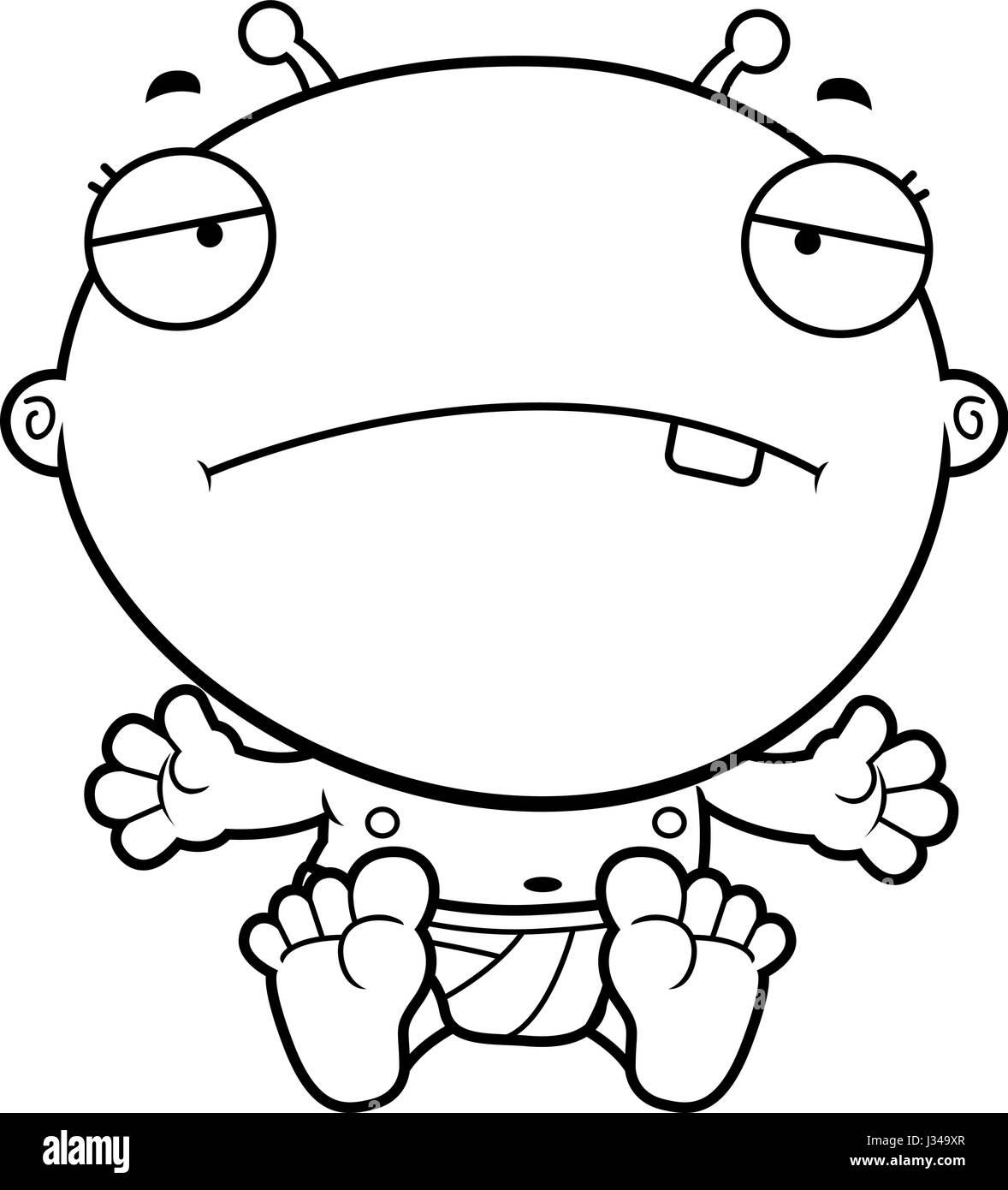 A cartoon illustration of a baby alien looking sad Stock Vector Image ...