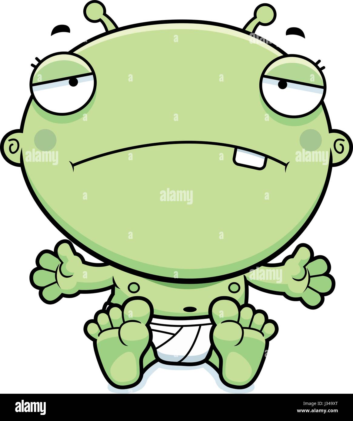 A cartoon illustration of a baby alien looking sad Stock Vector Image ...