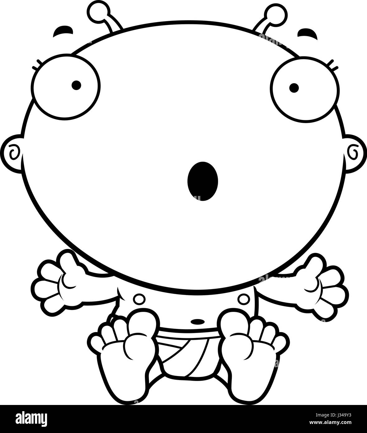 A cartoon illustration of a baby alien looking surprised Stock Vector ...