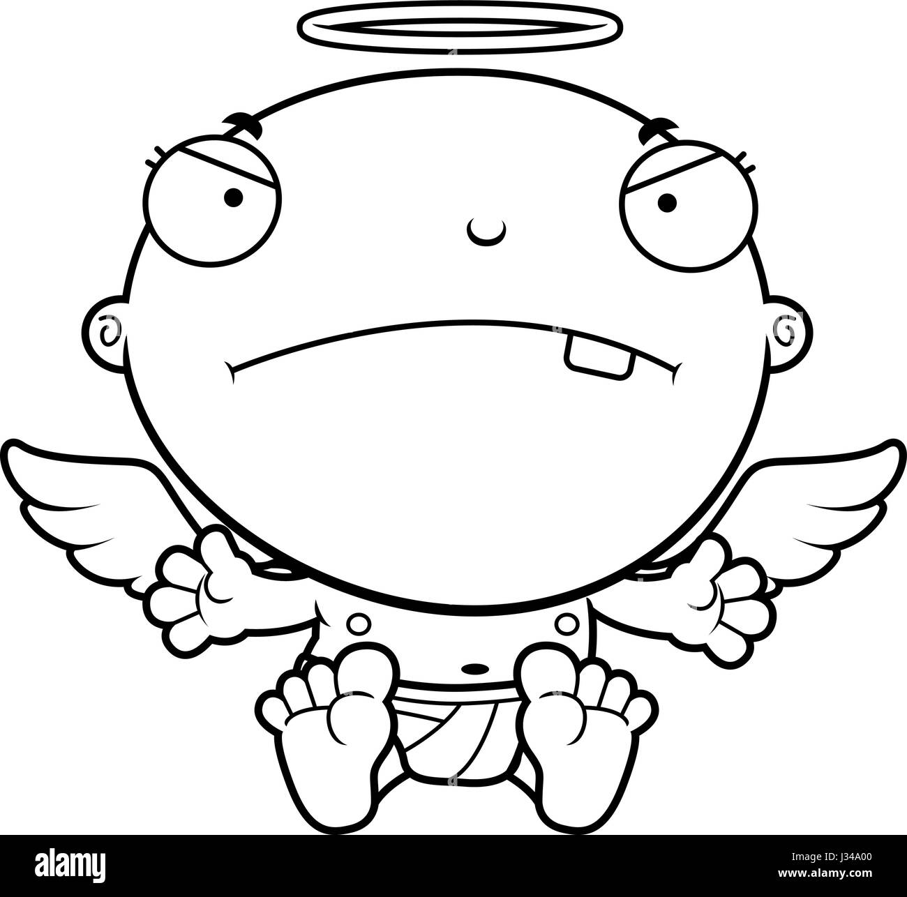 A cartoon illustration of a baby angel looking mad Stock Vector Image ...