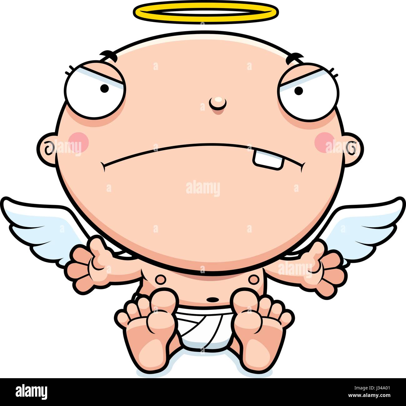 A cartoon illustration of a baby angel looking mad Stock Vector Image ...
