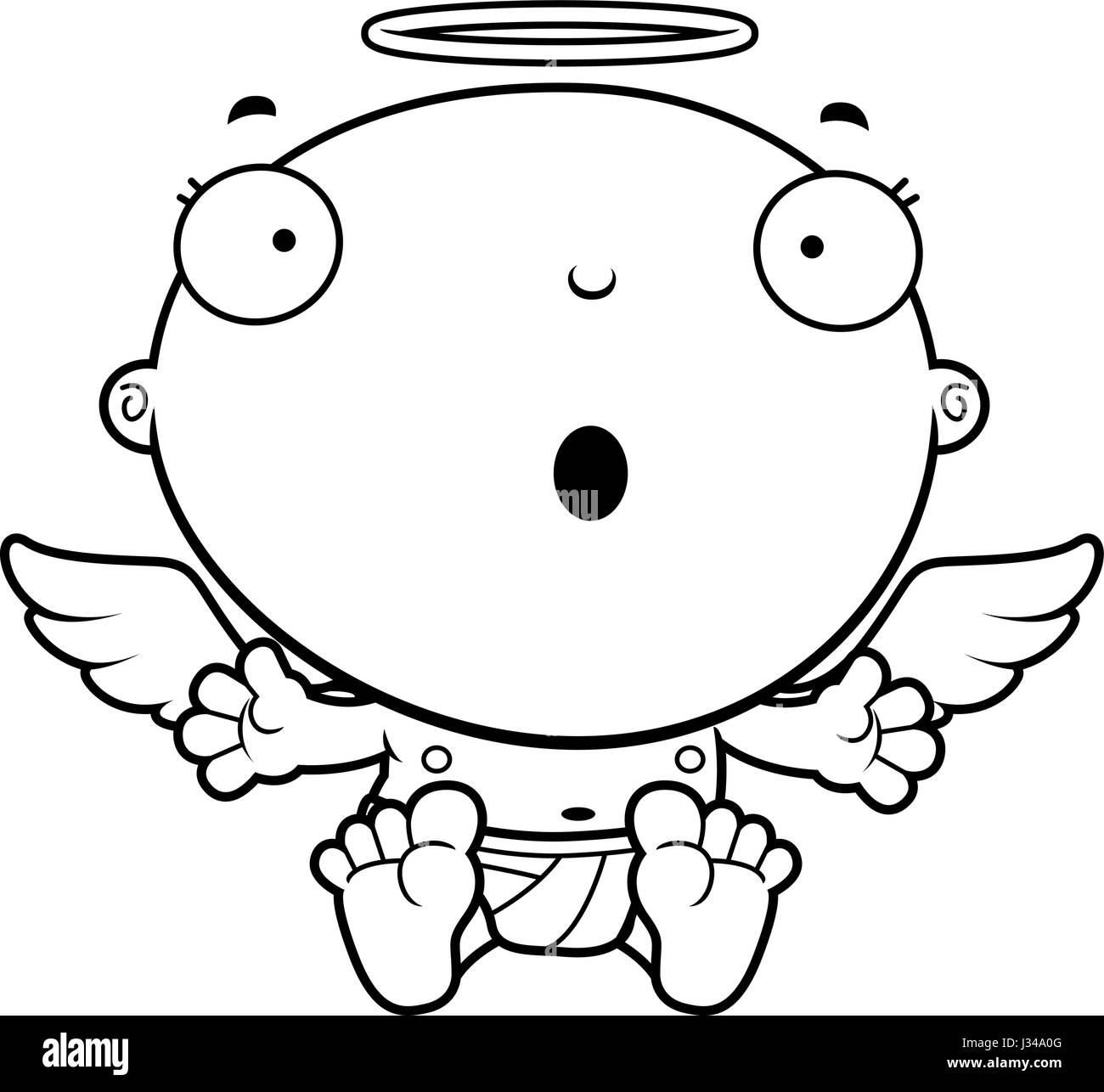 A cartoon illustration of a baby angel looking surprised Stock Vector ...